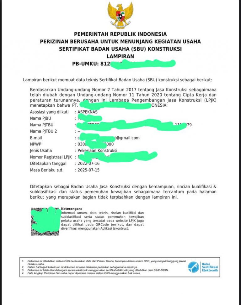 Contoh SBUJK Terbaru OSS RBA - Jasa pembuatan PT | Jasa perizinan usaha ...